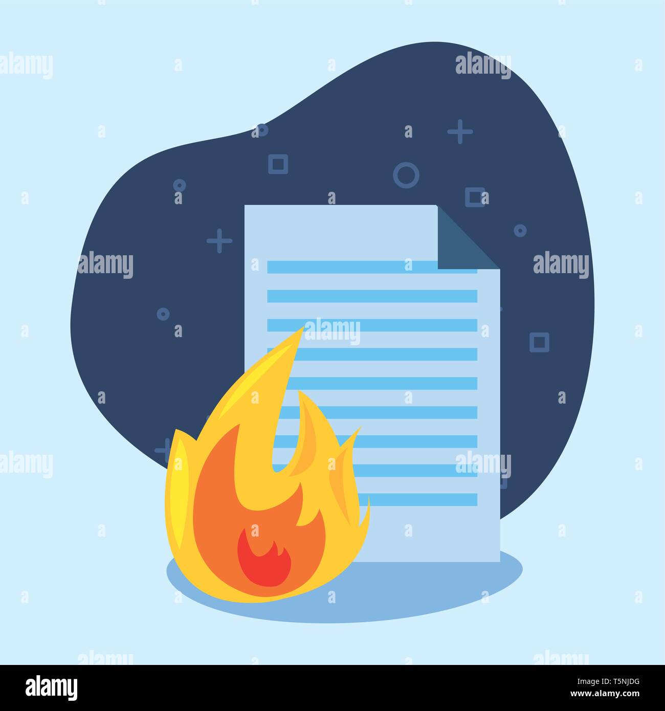 document file fire cyber security vector illustration Stock Vector ...
