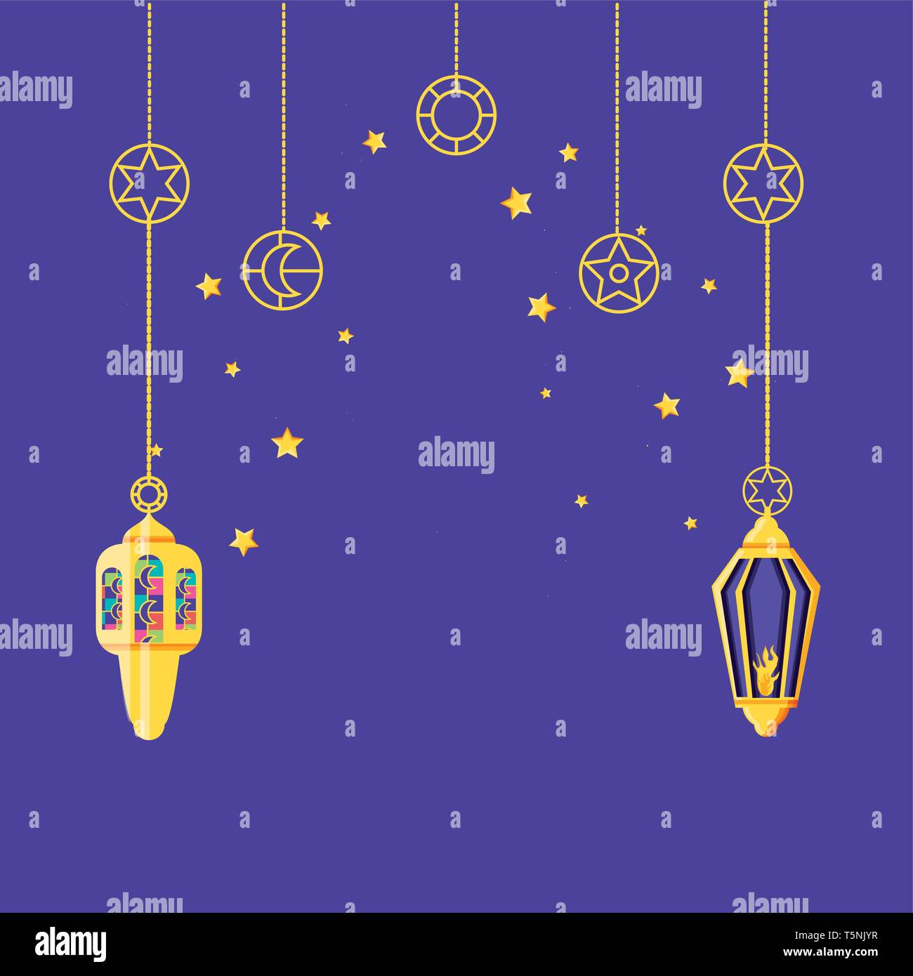 Ramadan Kareem lamps hanging vector illustration design Stock Vector ...
