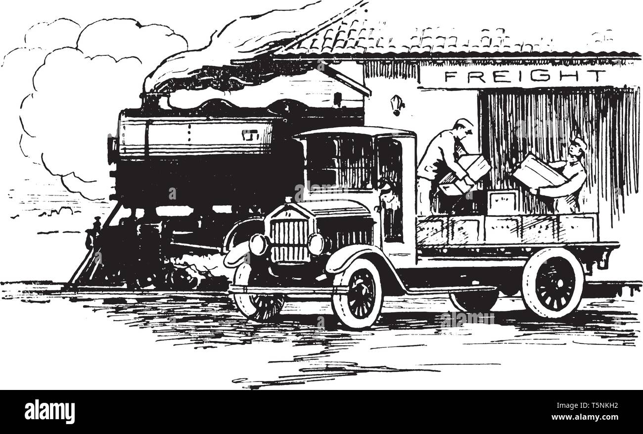 Unloading a freight train Stock Vector Images - Alamy