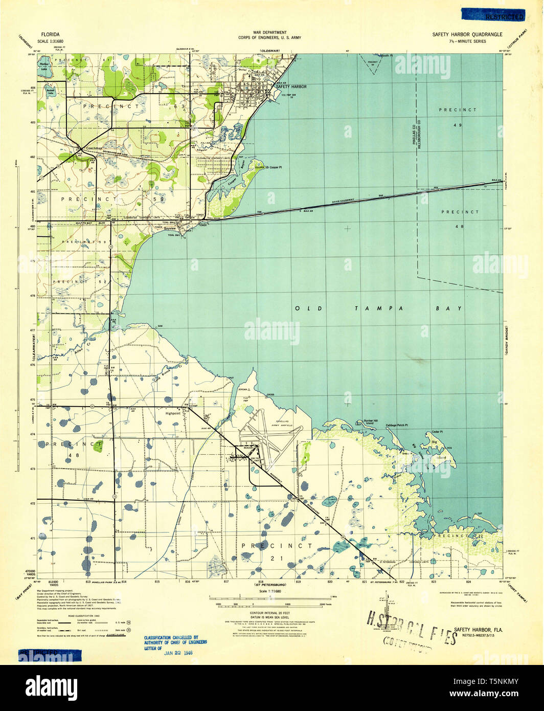USGS TOPO Map Florida FL Safety Harbor 348375 1943 31680 Restoration ...