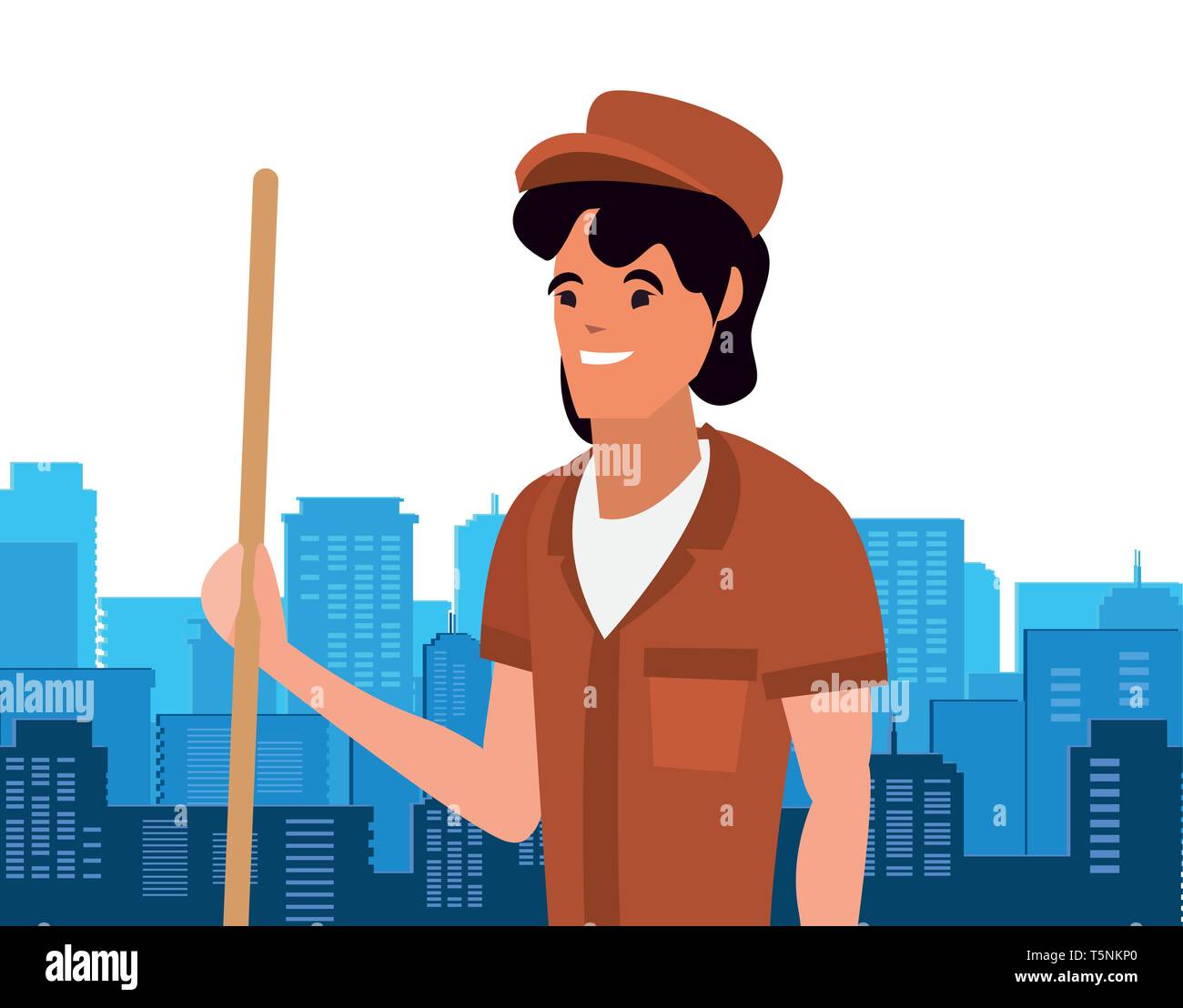 street sweeper man city labour day vector illustration design Stock ...