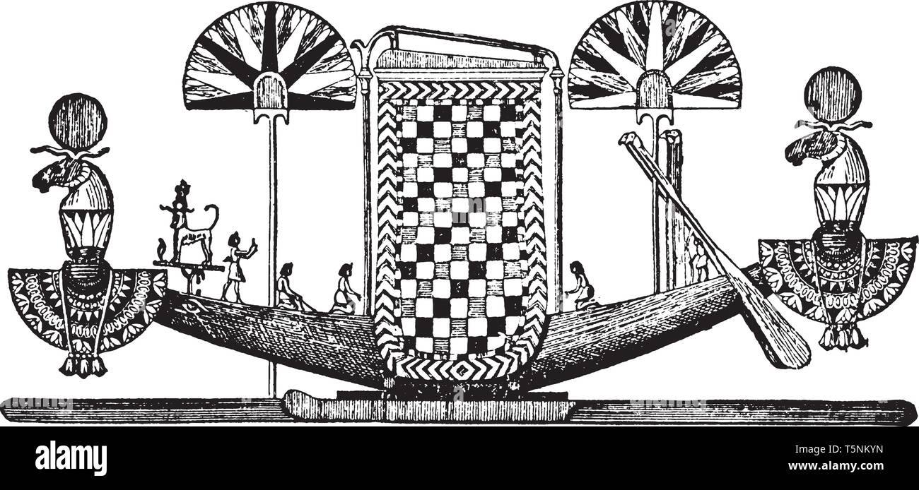 Baris is a flat bottomed boat used for transporting goods, vintage line ...