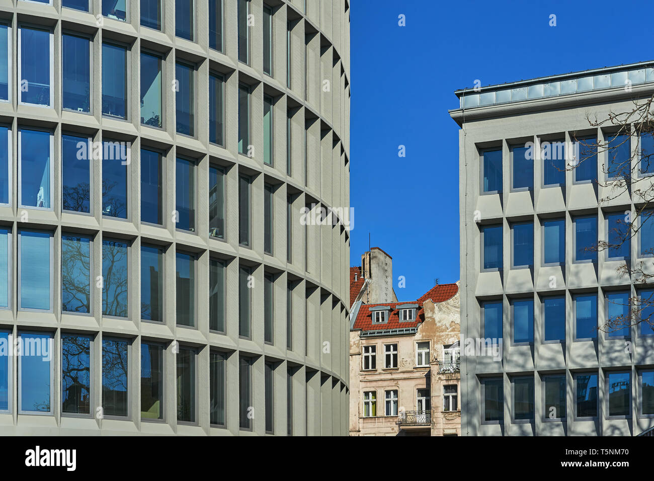 Facades of modernist office buildings in Poznan Stock Photo - Alamy