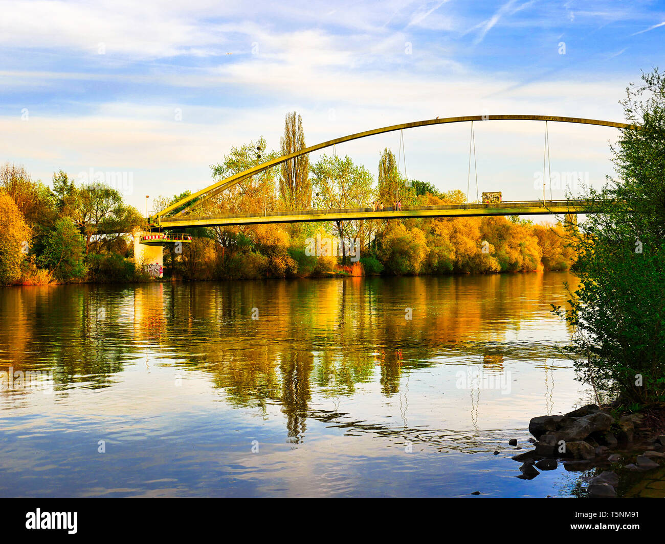 a Footbridge in frankfurt fechenheim over the river main called arthur ...