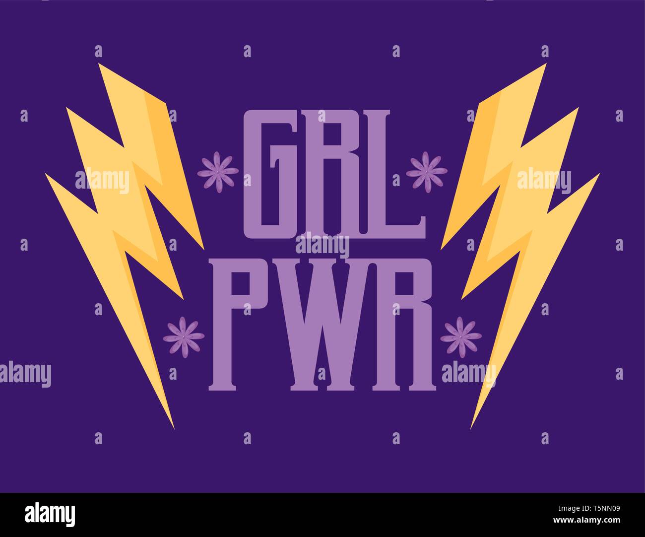 girl power celebration card with thunderbolt vector illustration design ...