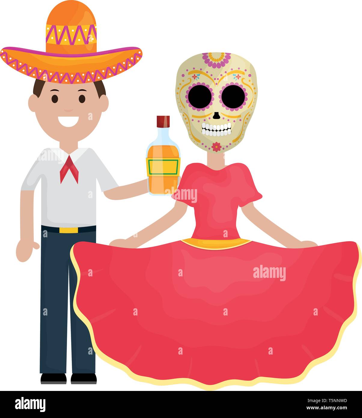 mexican man with katrina characters vector illustration design Stock ...