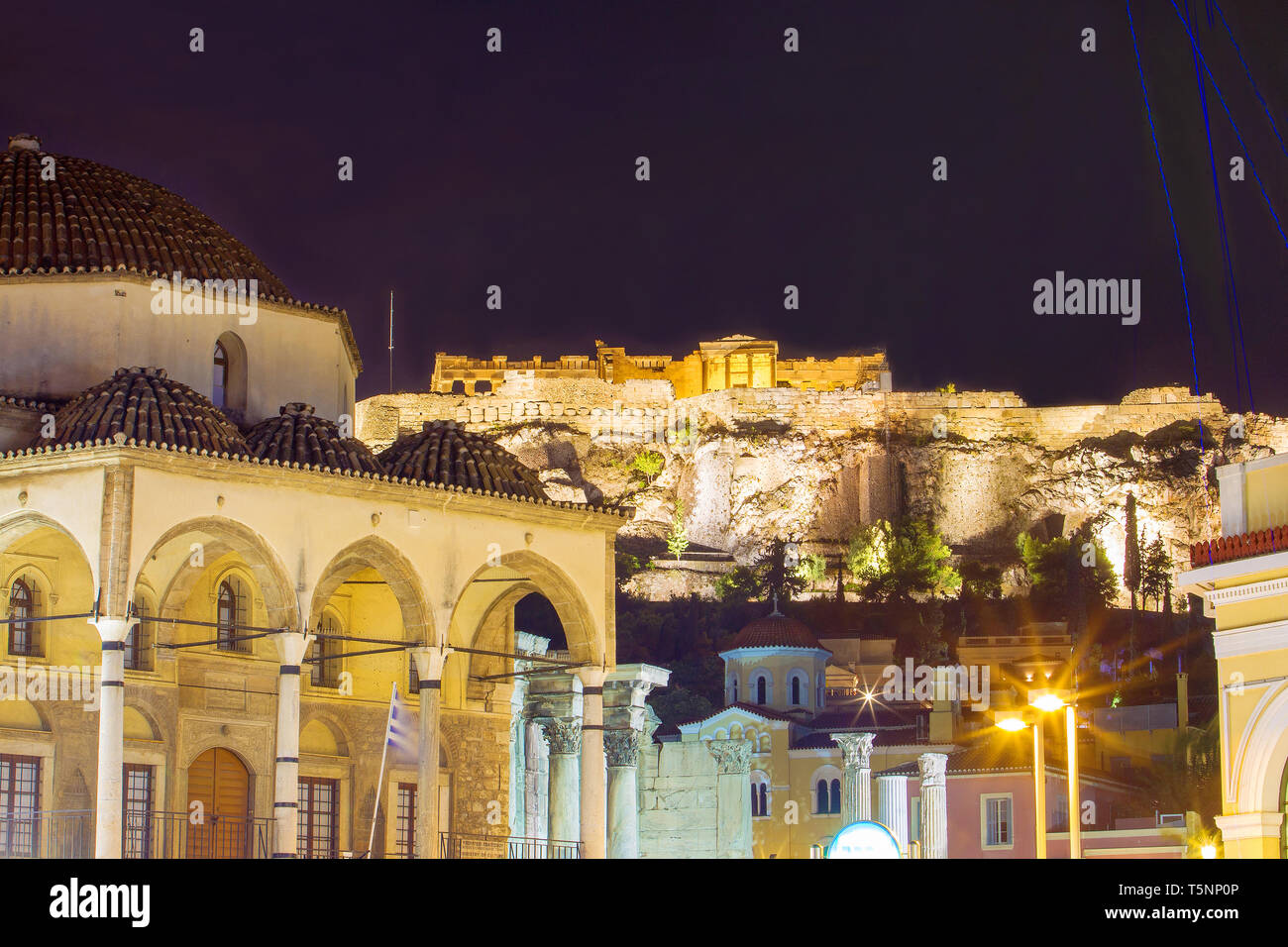 View on Acropolis from Monastiraki square Stock Photo - Alamy
