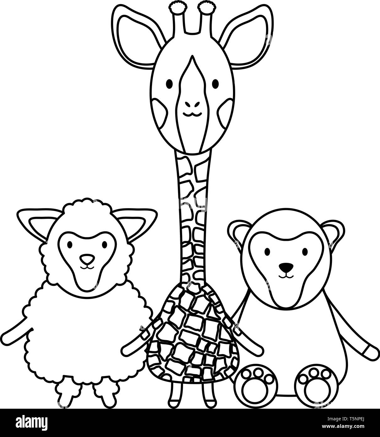 cute group animals childish characters vector illustration design Stock ...