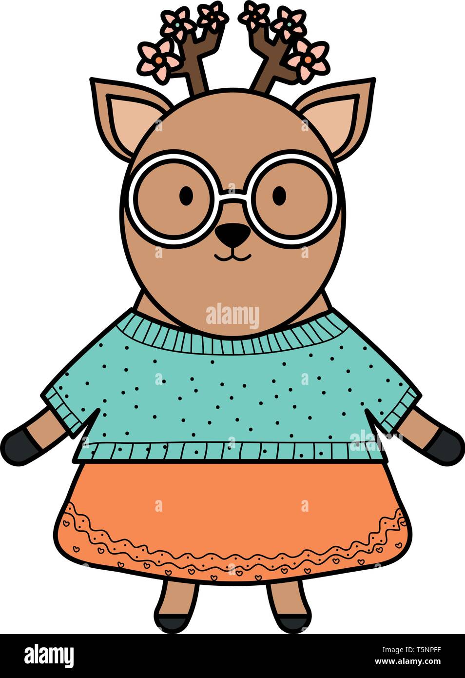 cute female reindeer childish character vector illustration design ...