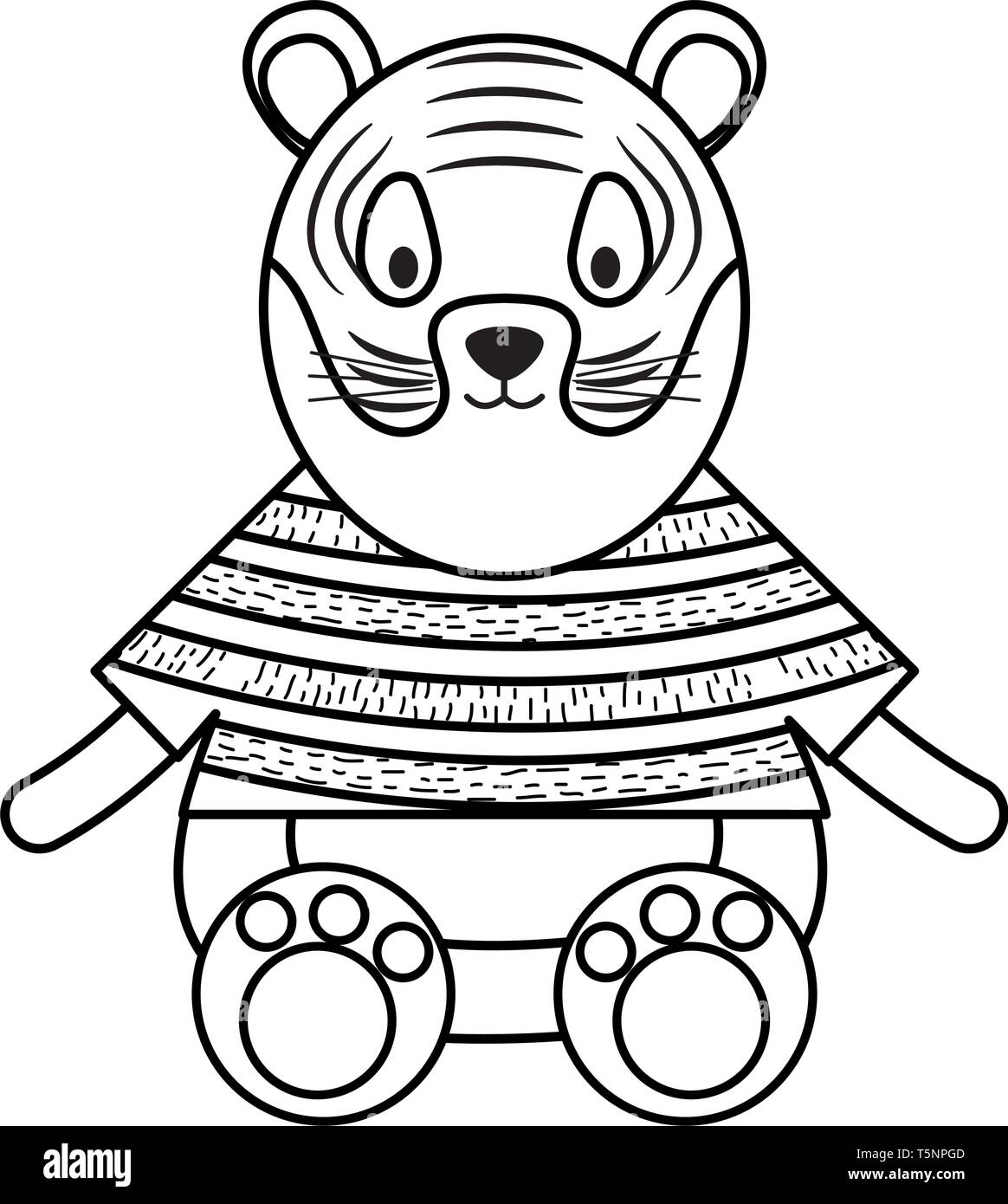 cute tiger childish character vector illustration design Stock Vector ...