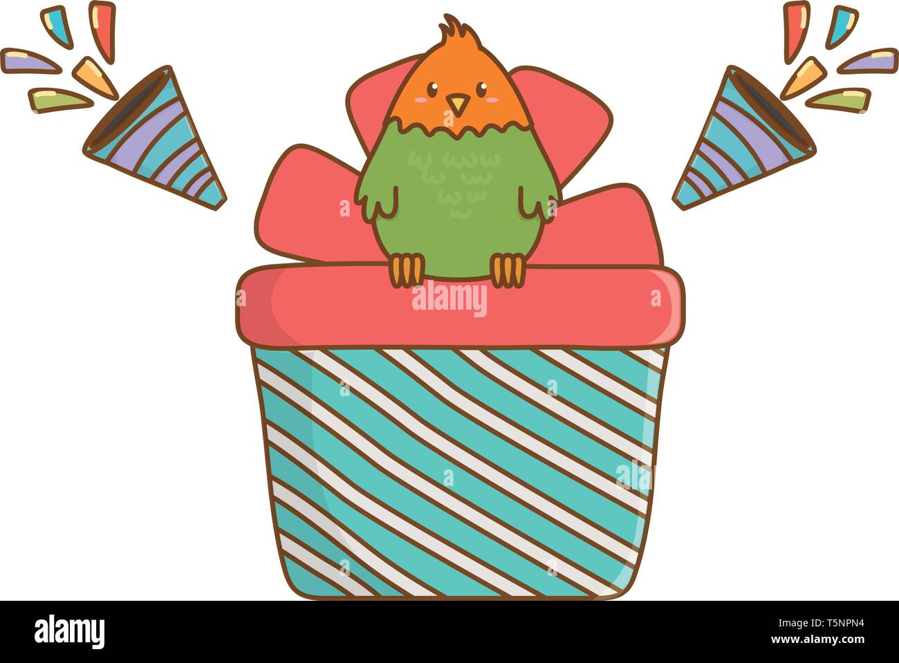 cute pet little animal bird birthday party concept cartoon vector ...