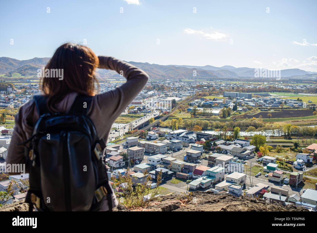 Observation deck on the top of the Gambou Rock in Engaru, Hokkaido ...