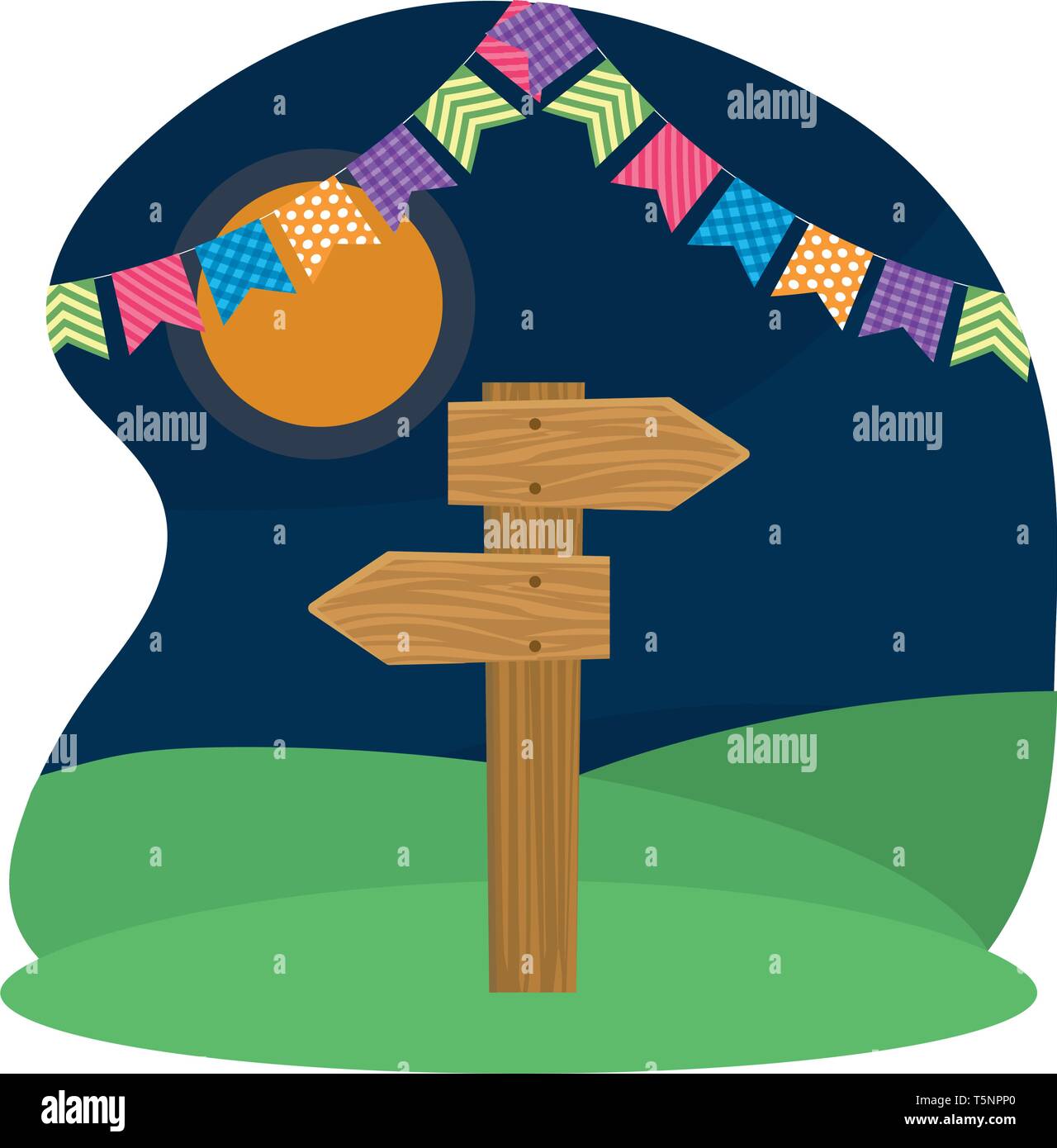 wooden sign frame outdoor farm scene cartoon vector illustration ...