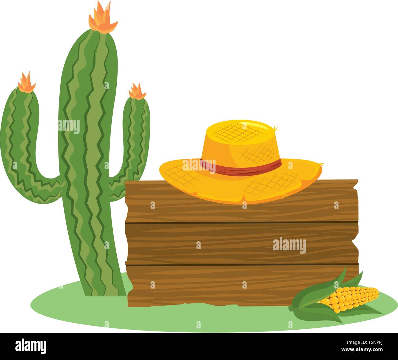 wooden sign frame outdoor farm scene cartoon vector illustration ...