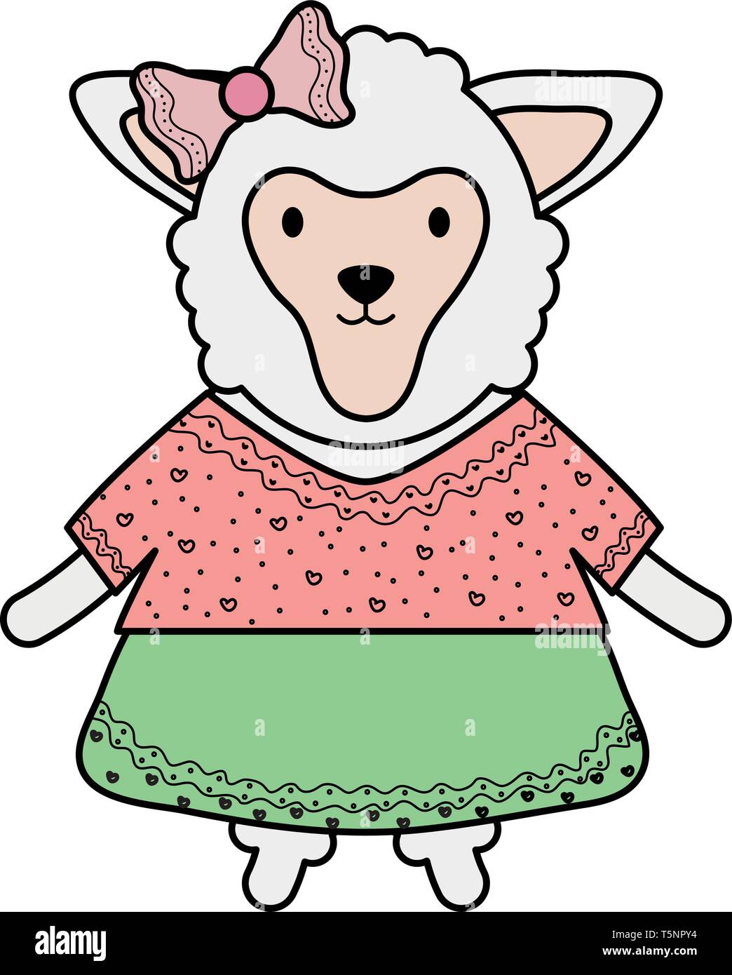 cute female sheep childish character vector illustration design Stock ...