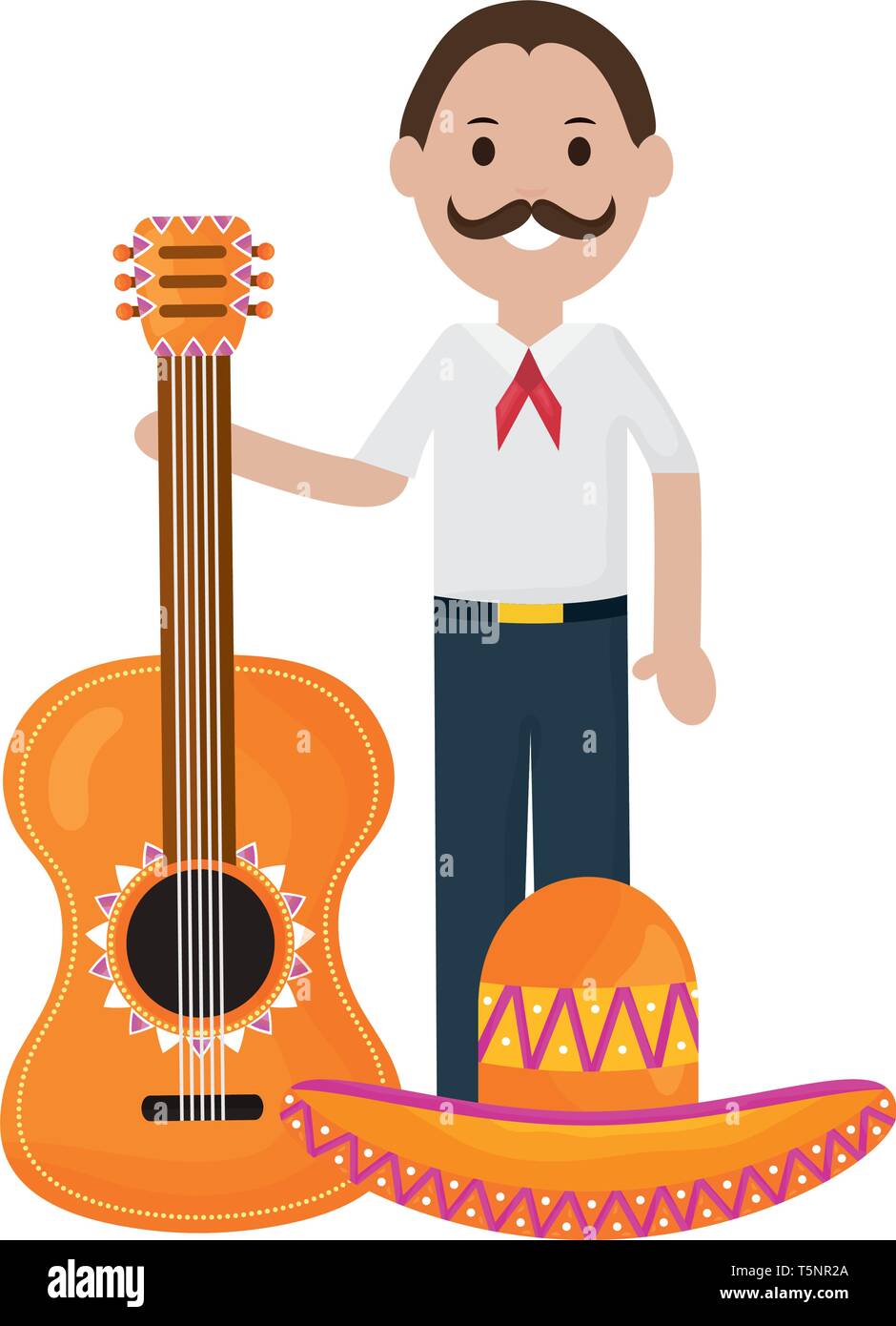 mexican man with guitar character vector illustration design Stock ...