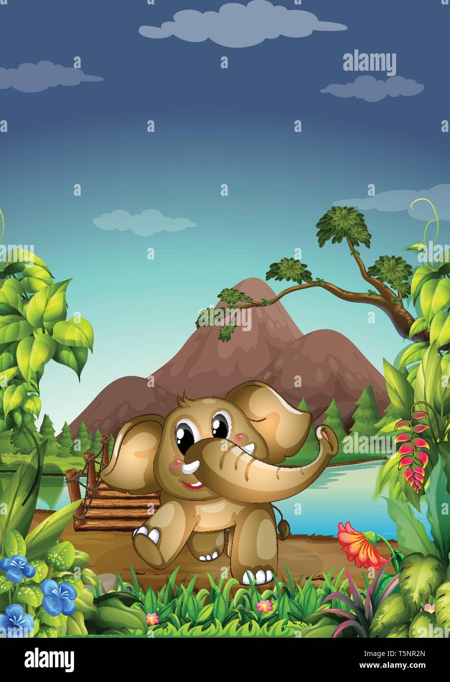 Elephant in the forest illustration Stock Vector Image & Art - Alamy