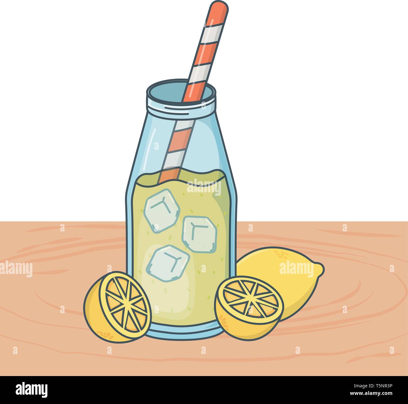 delicious healthy meal juice with fruits mix over wooden table cartoon ...