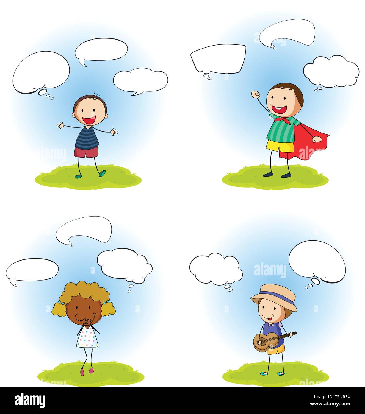 Set of kids with speech bubbles illustration Stock Vector Image & Art ...