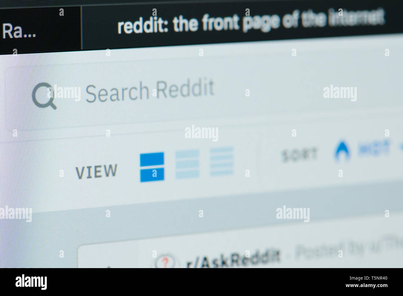 New york, USA - april 22, 2019: Search on reddit platform on laptop ...