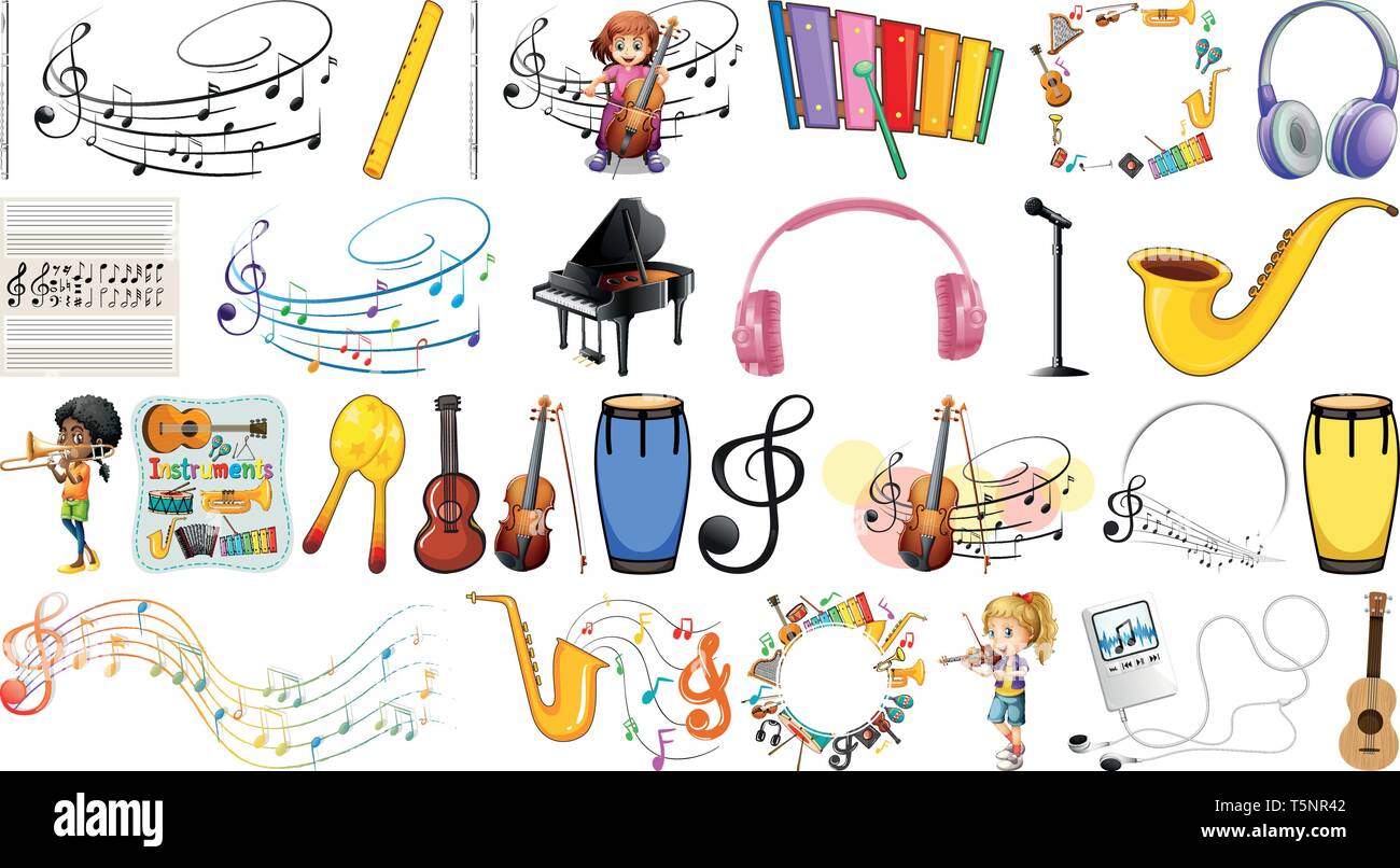 Set of music objects illustration Stock Vector Image & Art - Alamy