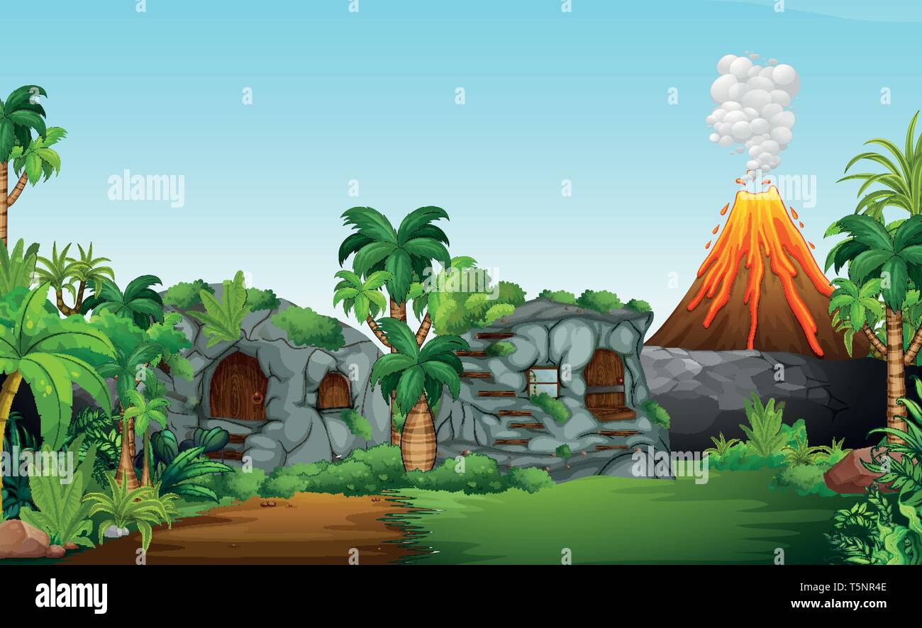 A nature prehistoric scene illustration Stock Vector Image & Art - Alamy