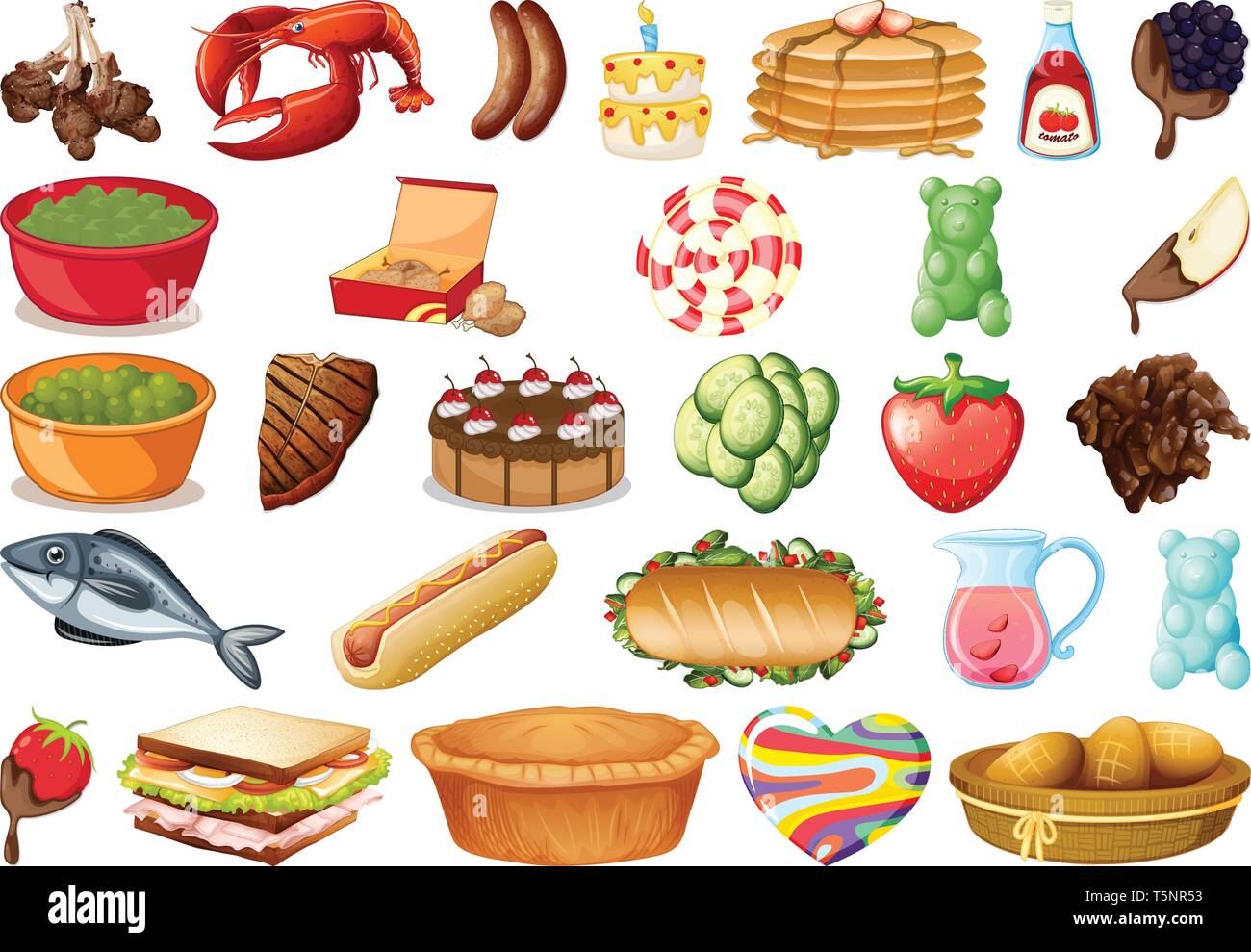 Set of different foods illustration Stock Vector Image & Art - Alamy