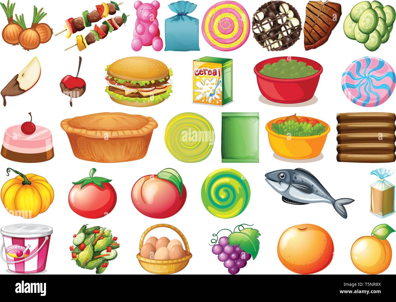 Set of different foods illustration Stock Vector Image & Art - Alamy