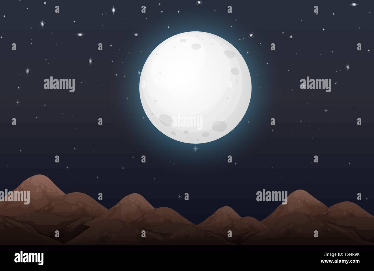 Nightime with moon scene illustration Stock Vector Image & Art - Alamy