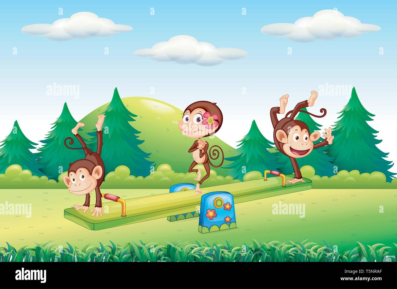 Monkey play tree Stock Vector Images - Alamy
