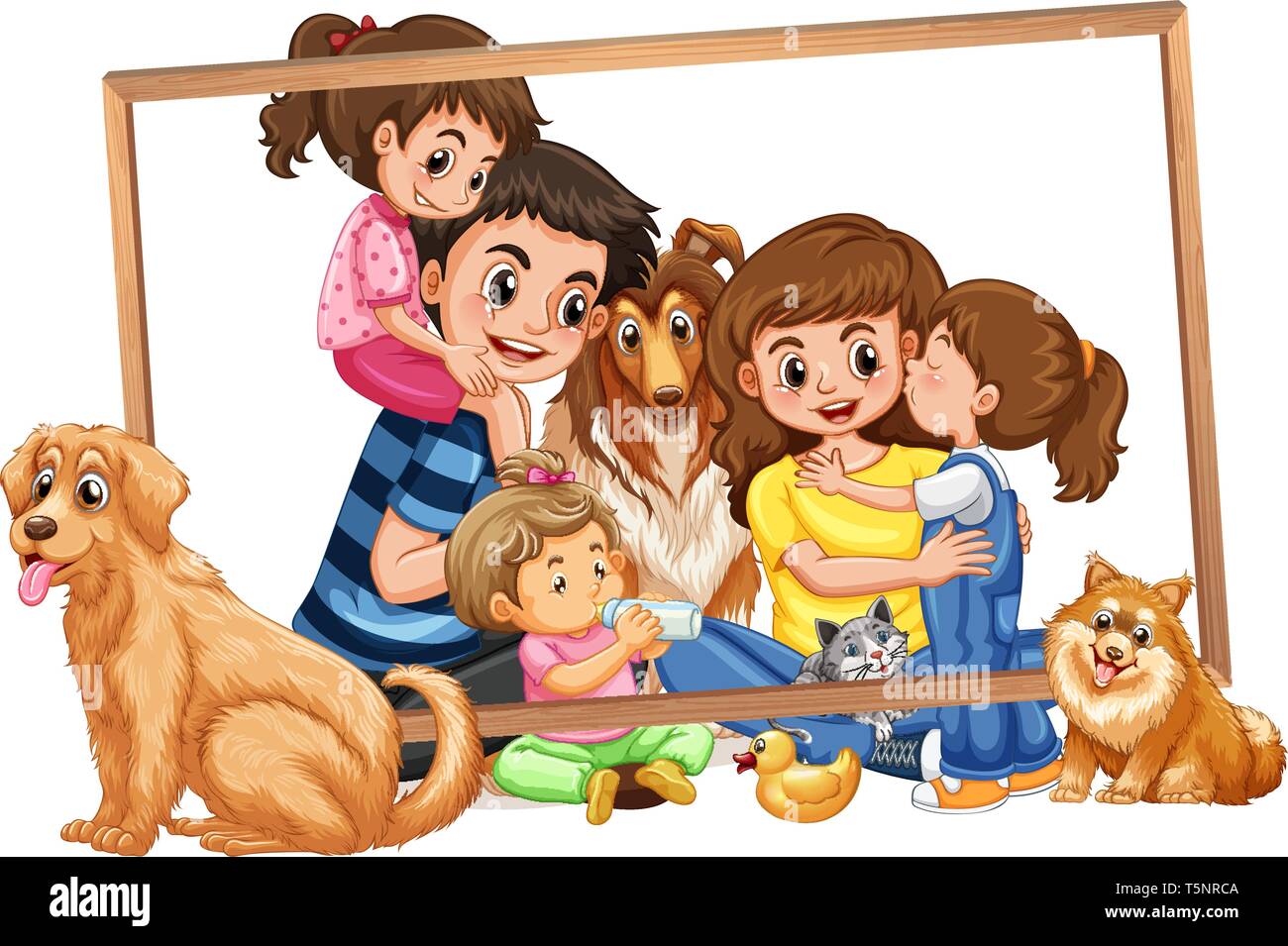 Family on wooden frame illustration Stock Vector Image & Art - Alamy