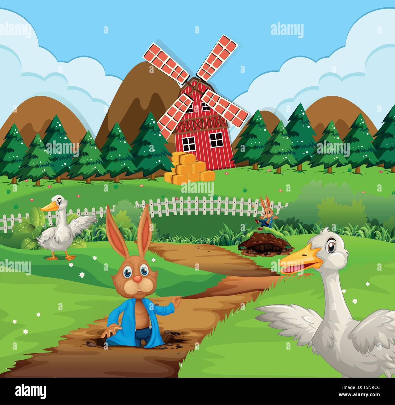 A rabbit in farmland illustration Stock Vector Image & Art - Alamy