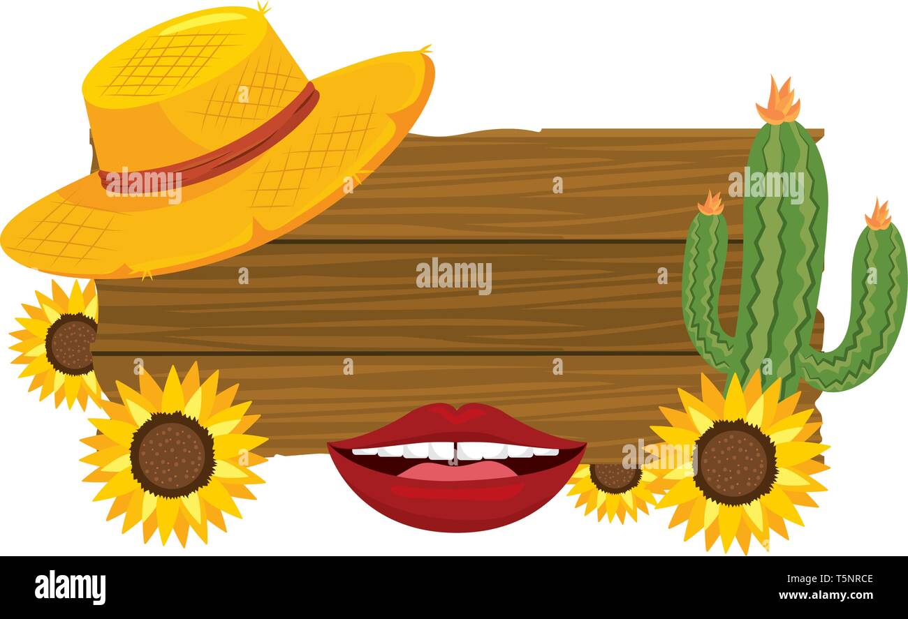 wooden sign frame with farm country style elements cartoon vector ...