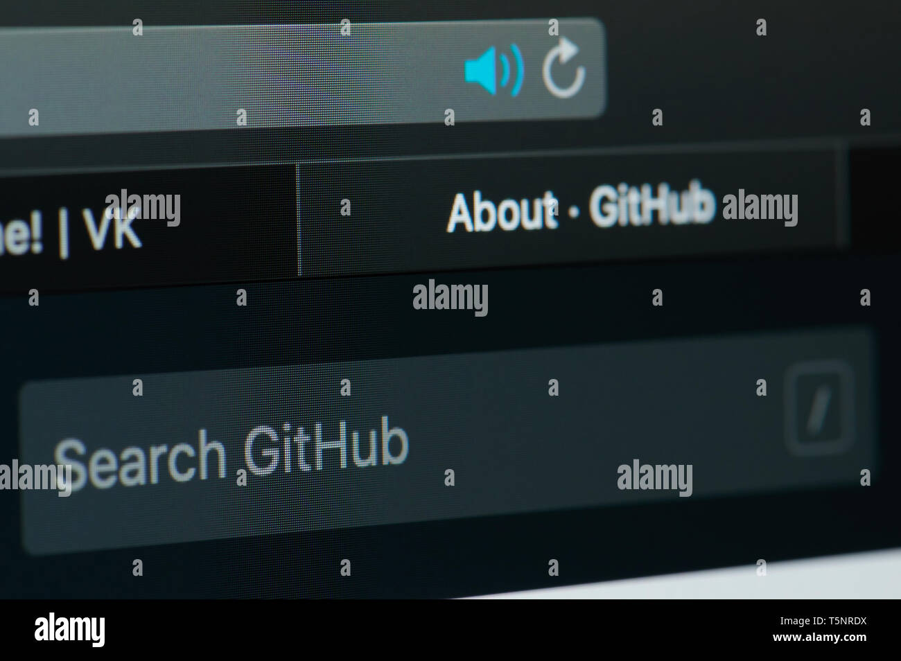 New york, USA - april 22, 2019: Search in Github platform on laptop ...