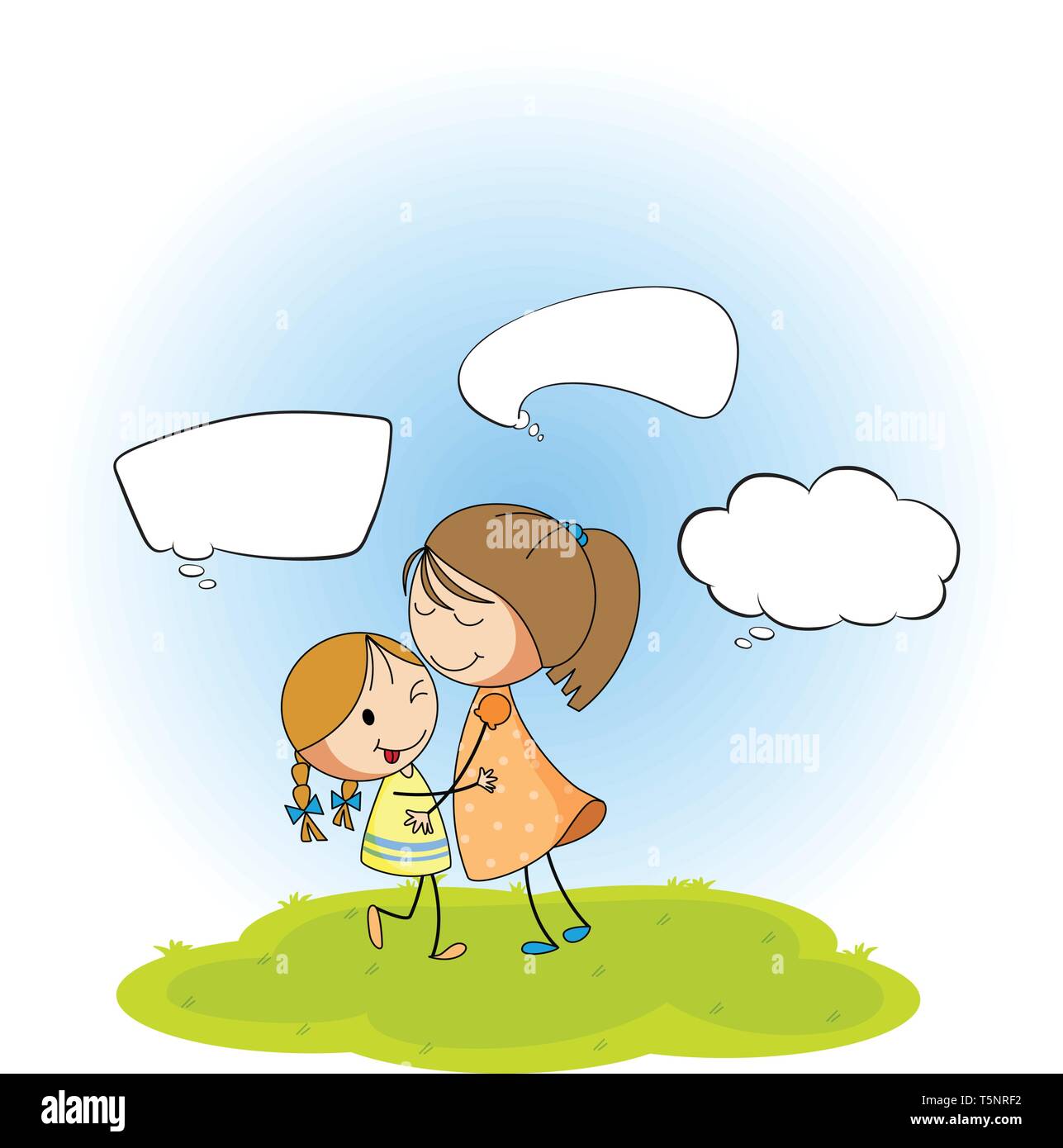 Mother and daughter with speech bubbles illustration Stock Vector Image ...