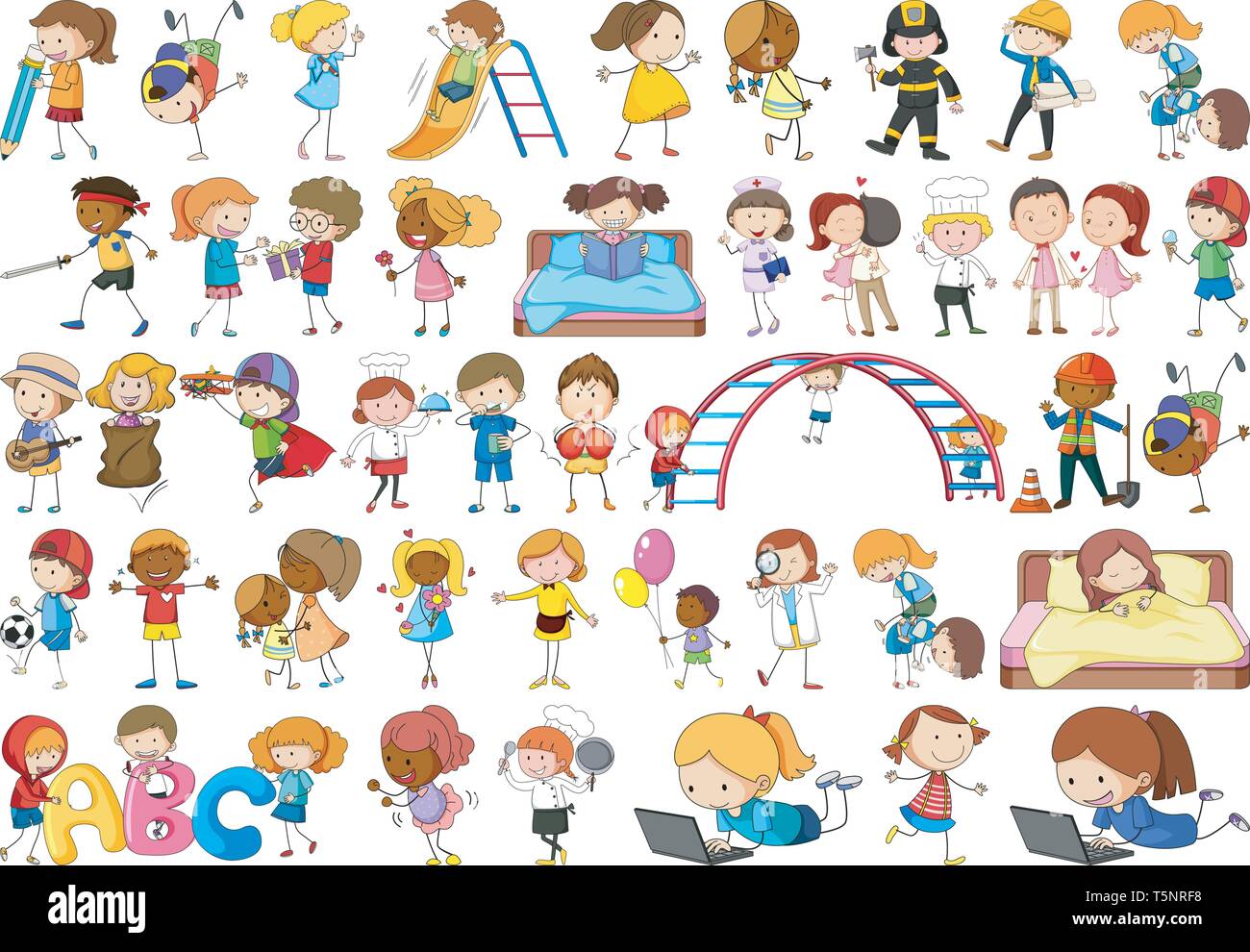 Set doodle kids character illustration Stock Vector Image & Art - Alamy