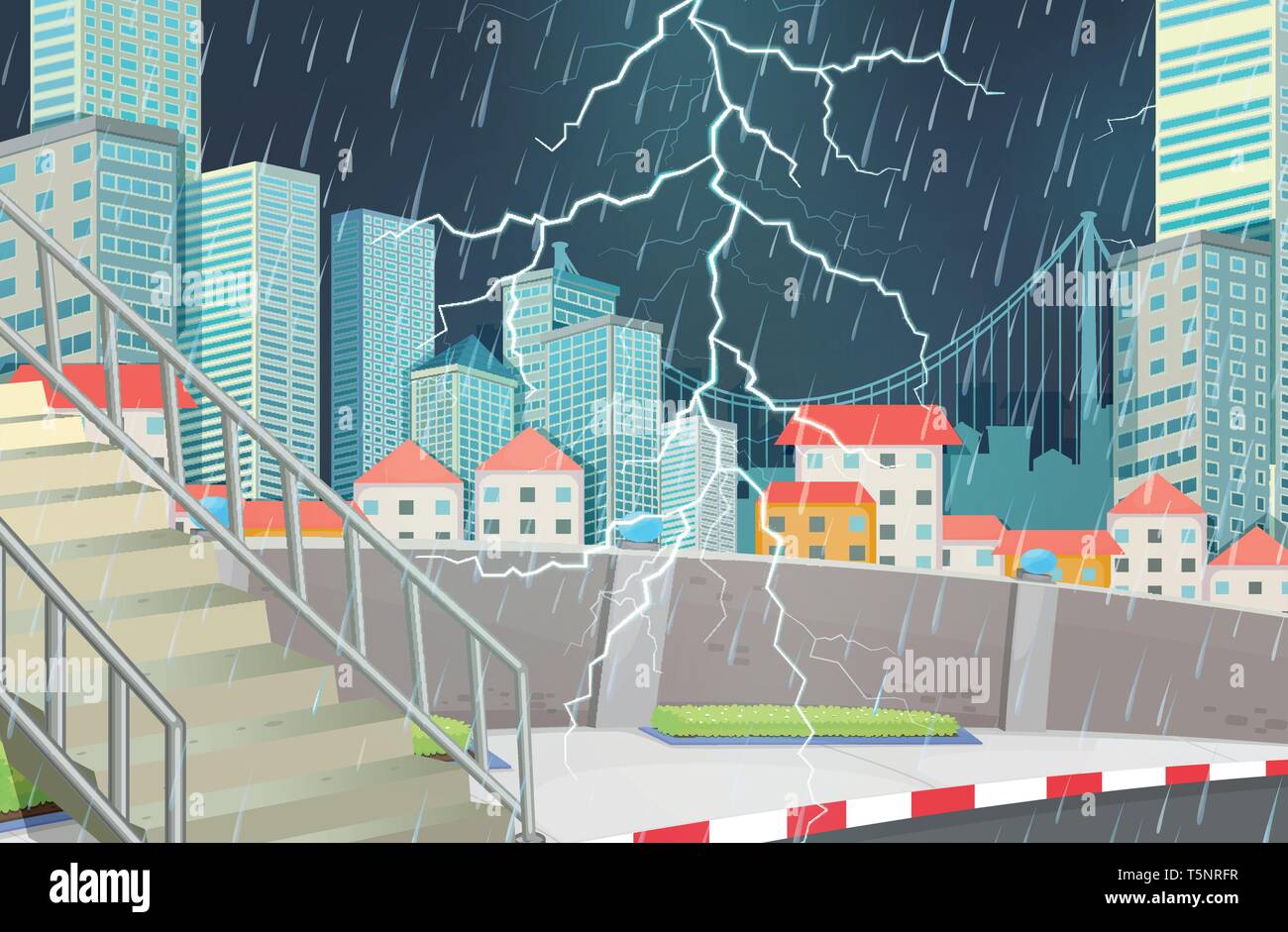 Storm city scape scene illustration Stock Vector Image & Art - Alamy