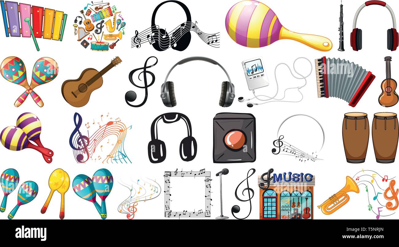 Set of music element illustration Stock Vector Image & Art - Alamy