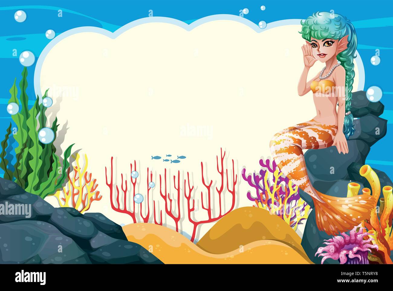 Underwater mermaid background frame illustration Stock Vector Image ...