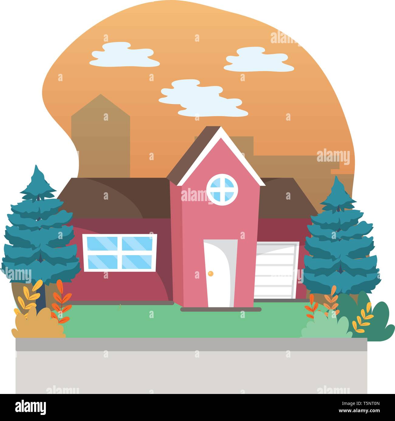 house urban home building cartoon vector illustration graphic design ...