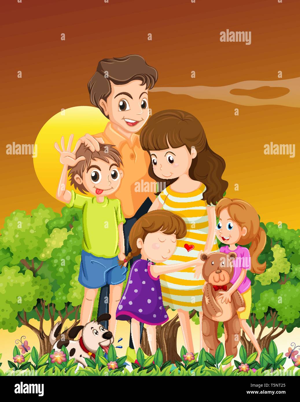 Family sunset mother people Stock Vector Images - Alamy