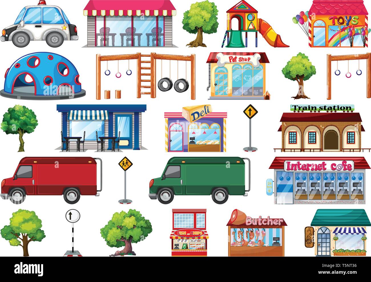 Set of city objects illustration Stock Vector Image & Art - Alamy