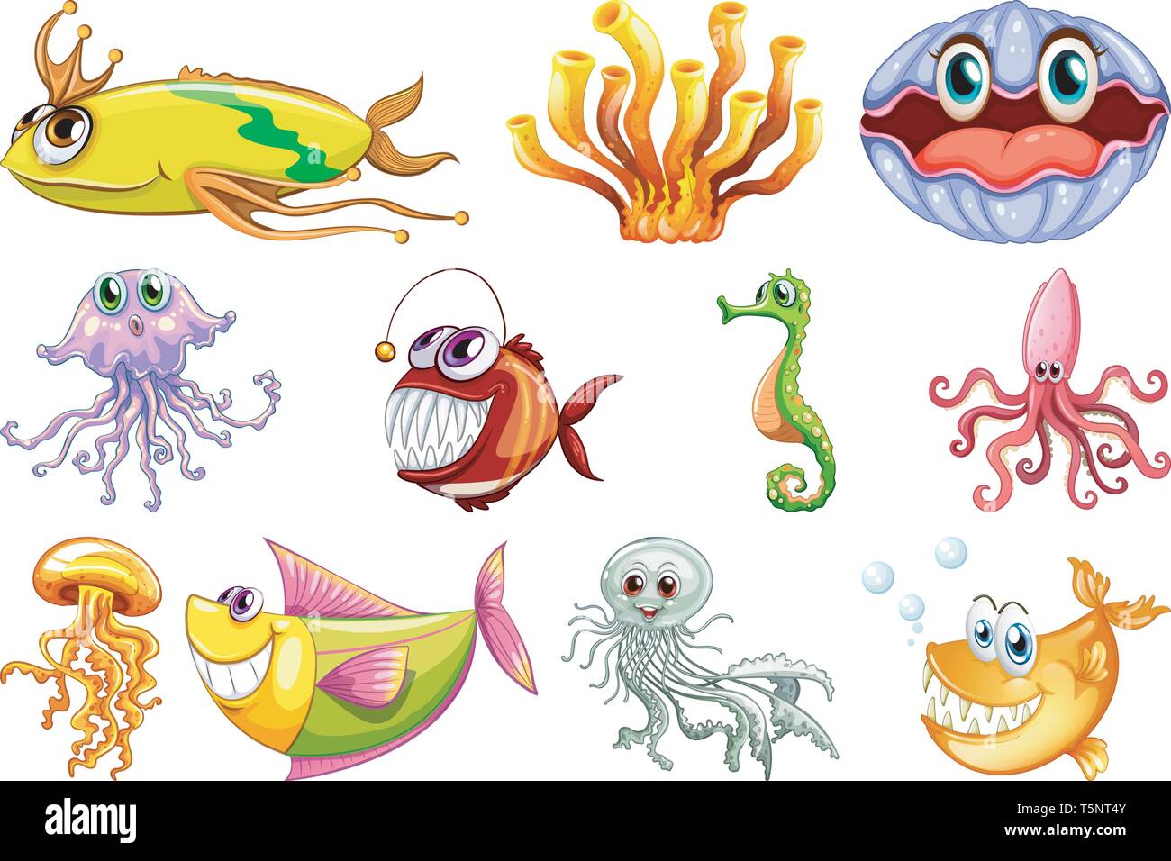 Set of sea creature illustration Stock Vector Image & Art - Alamy
