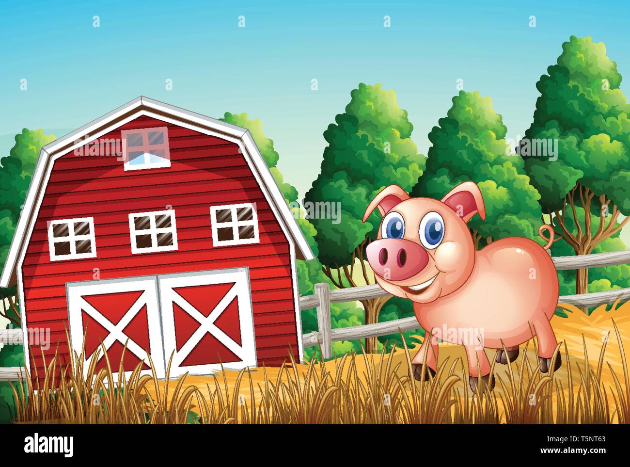 A pig at the farm illustration Stock Vector Image & Art - Alamy