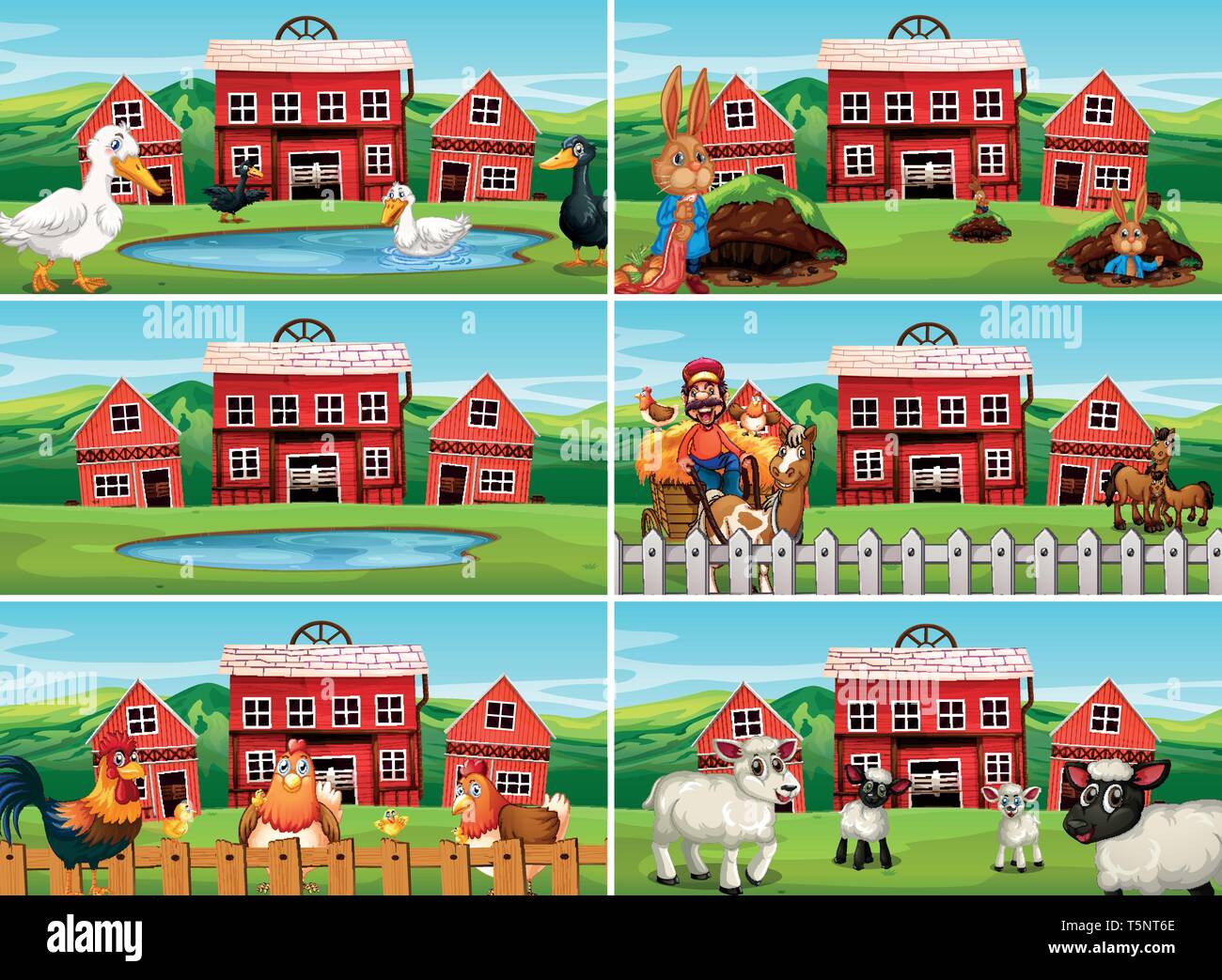 Rural scene sheep farm Stock Vector Images - Alamy