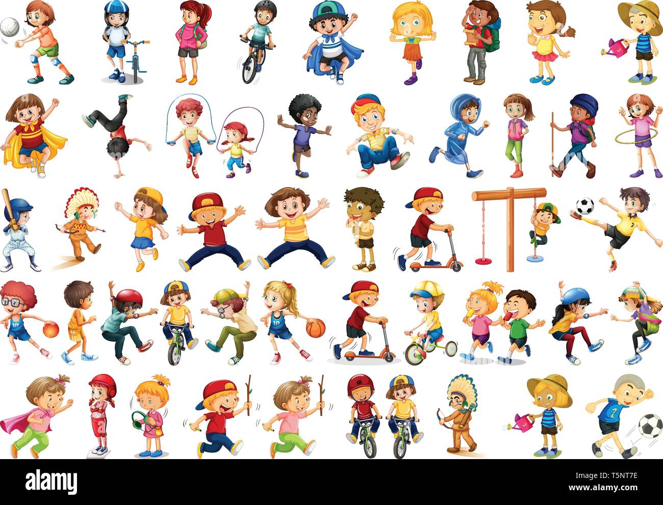 Set of children doing activites illustration Stock Vector Image & Art ...