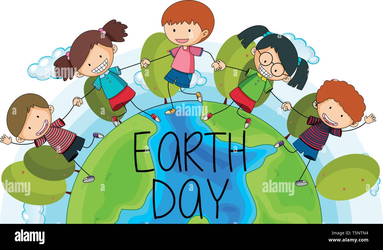Children on earth day logo illustration Stock Vector Image & Art - Alamy