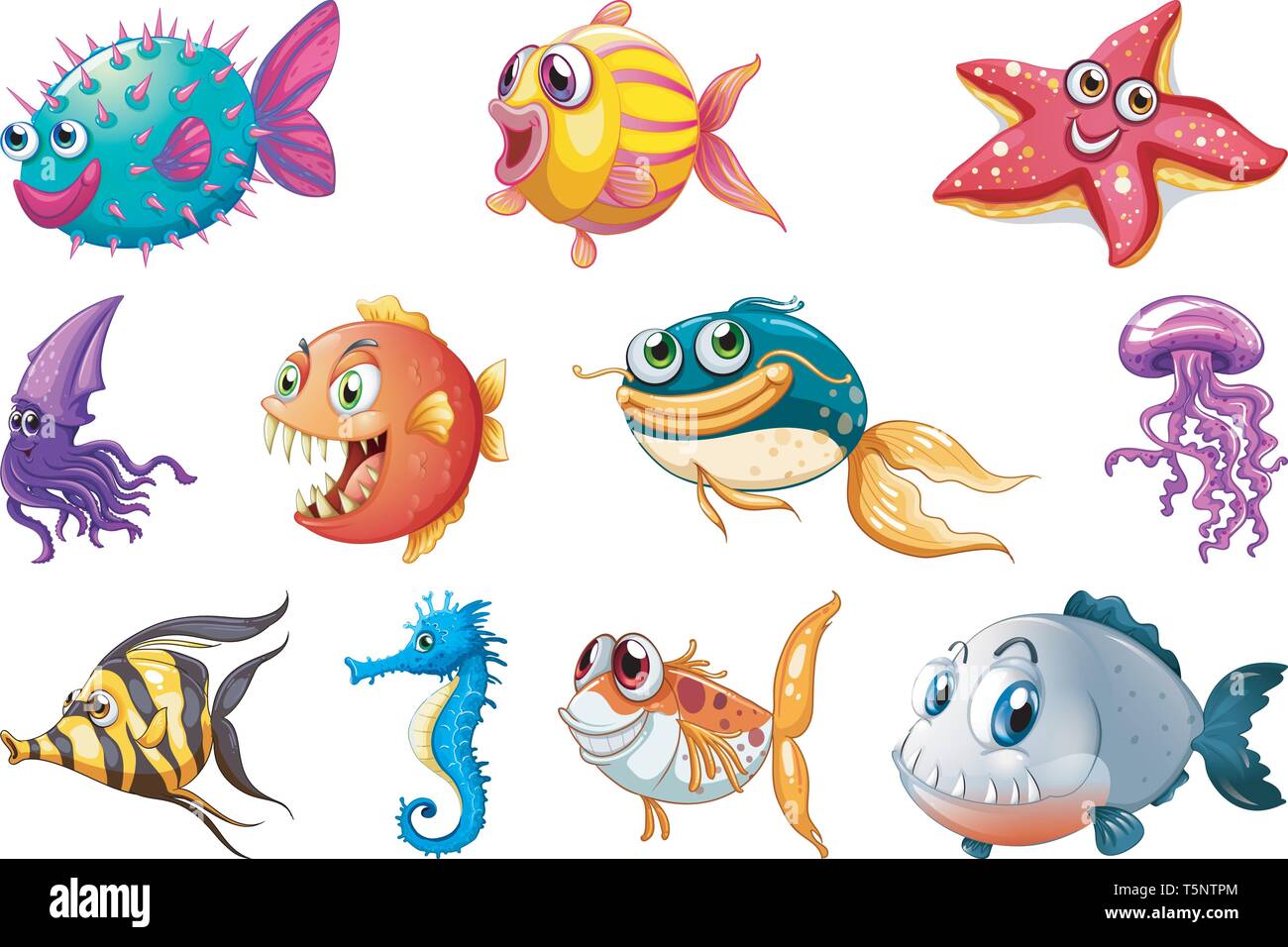 Set of sea creature illustration Stock Vector Image & Art - Alamy