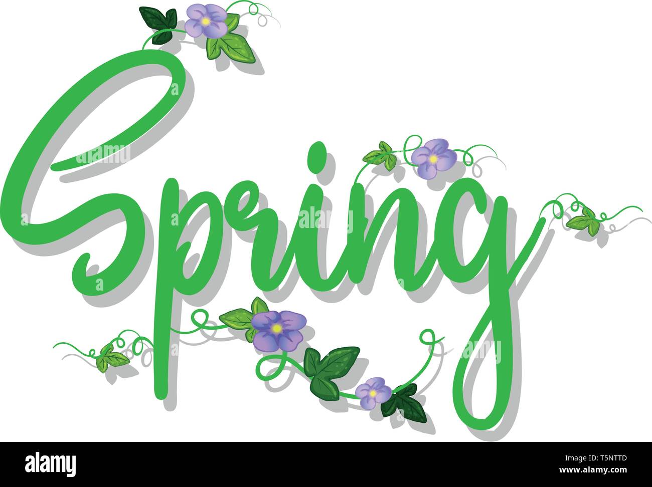 green spring text with flowers illustration Stock Vector Image & Art ...