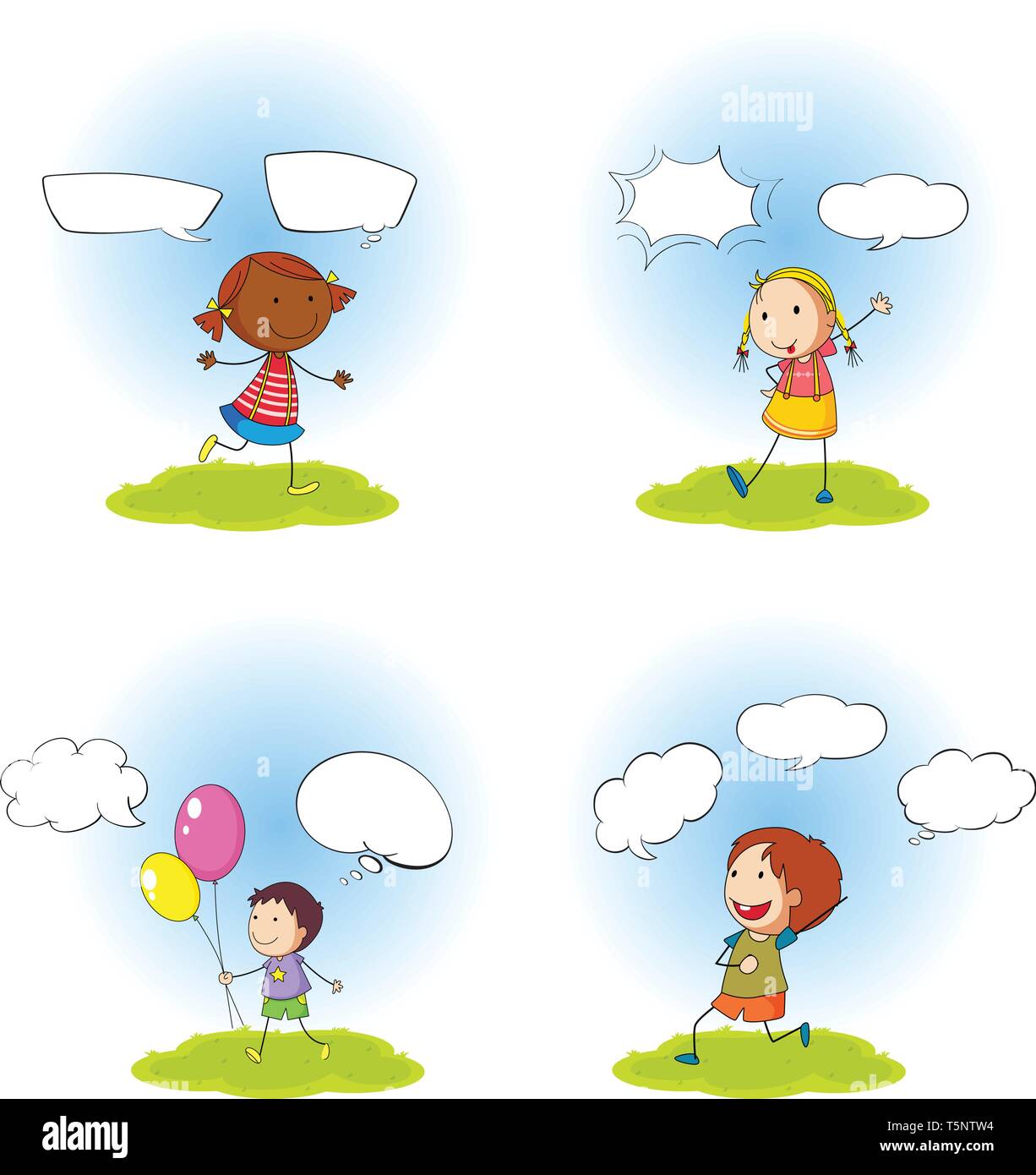 Children and speech bubbles set illustration Stock Vector Image & Art ...